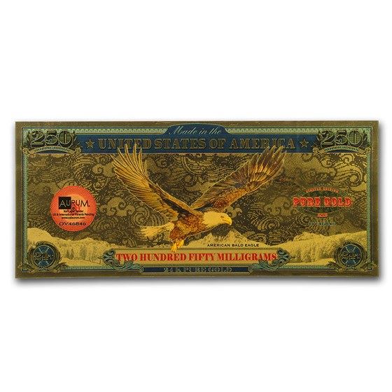 2019 1/4 gram Gold Aurum Note - Eagle & Flag Design\, 24K
