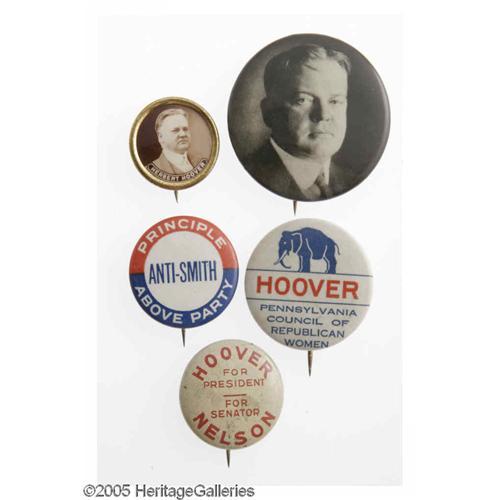 Eight Different Herbert Hoover Campaign Pinbacks Eight Different ...