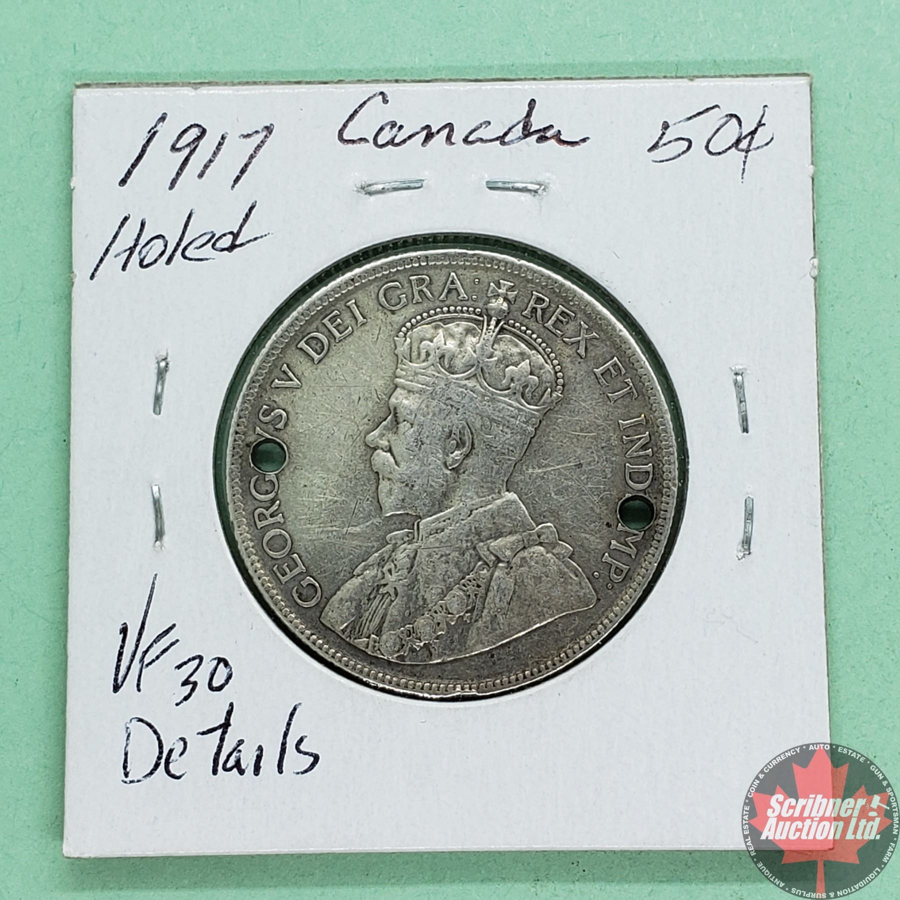 Canada Fifty Cent 1917 (Holed)
