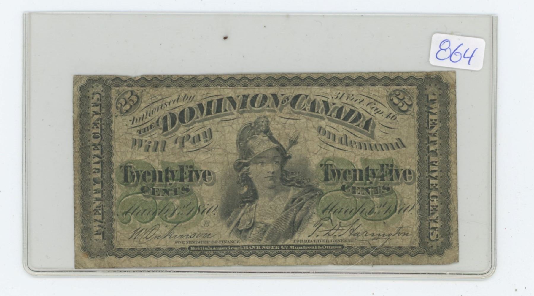 1870 25 cent paper note dc-lb-i - Schmalz Auctions