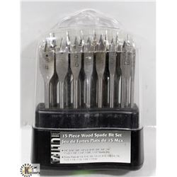 15 PIECE WOOD SPADE BIT SET