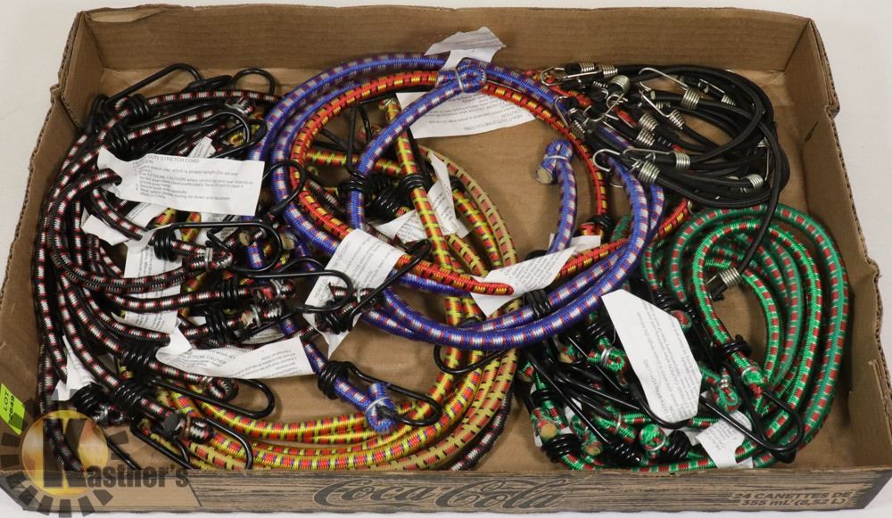 LOT OF ASSORTED HEAVY DUTY STRETCH CORDS.