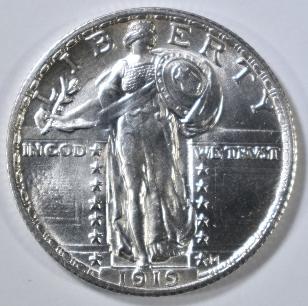 1919 STANDING LIBERTY QUARTER GEM BU FH