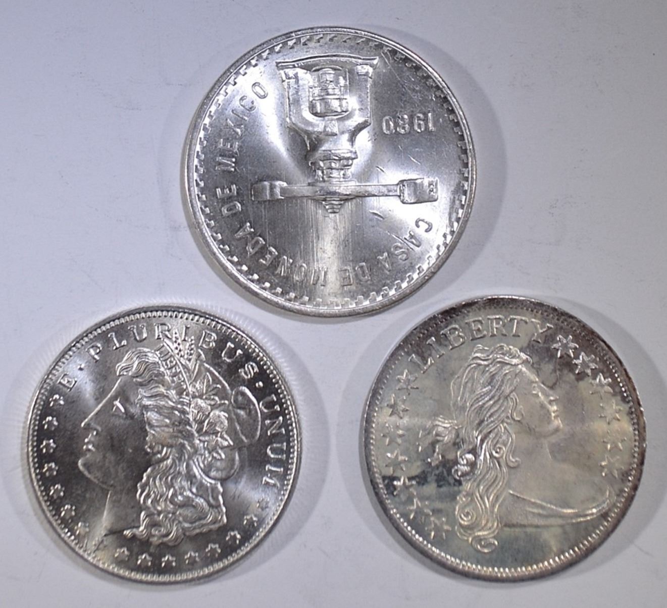 3-DIFFERENT ONE OUNCE .999 SILVER ROUNDS