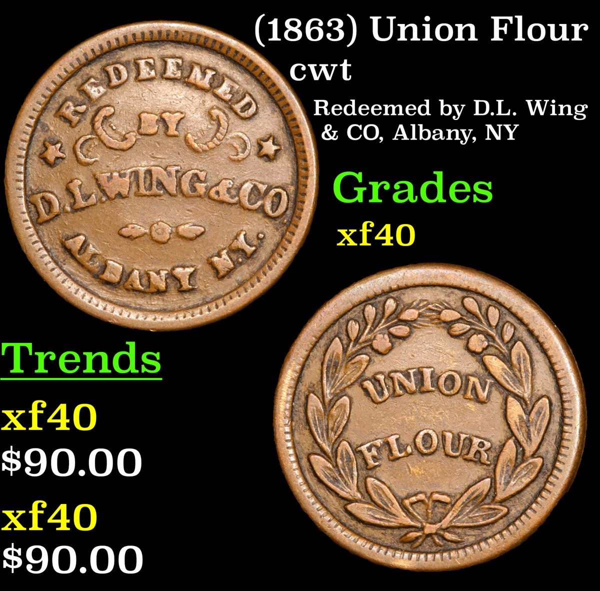 (1863) Union Flour Civil War Token 1c Grades xf