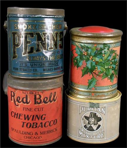 Lot of 4 Tobacco containers;