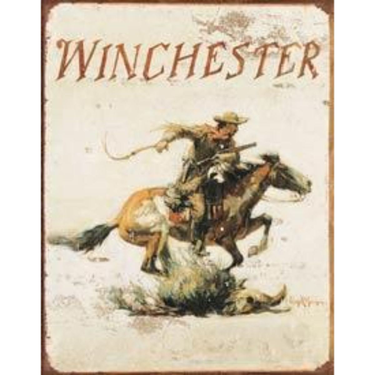 Vintage-style Western Metal Advertising Sign, Winchester Logo