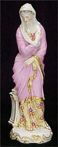 Chelsea porcelain figurine of woman in