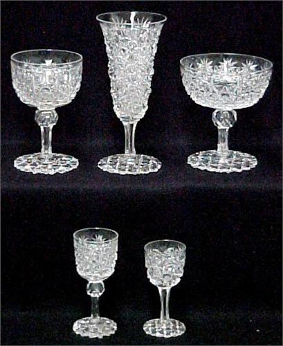 Set of cut glass Victorian stemware wit