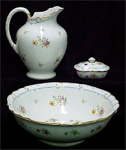 Three piece English Cauldon Ware washbo