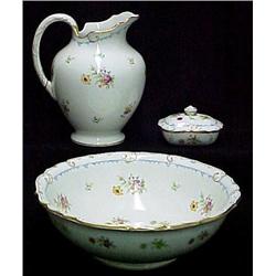 Three piece English Cauldon Ware washbo