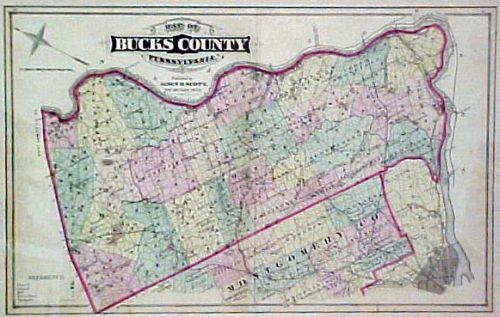 Bucks County Pennsylvania map dated 1876