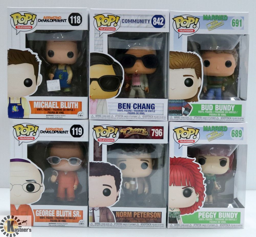 LOT OF SIX FUNKO POPS: ASSORTED TV SHOWS PACK. - Kastner Auctions