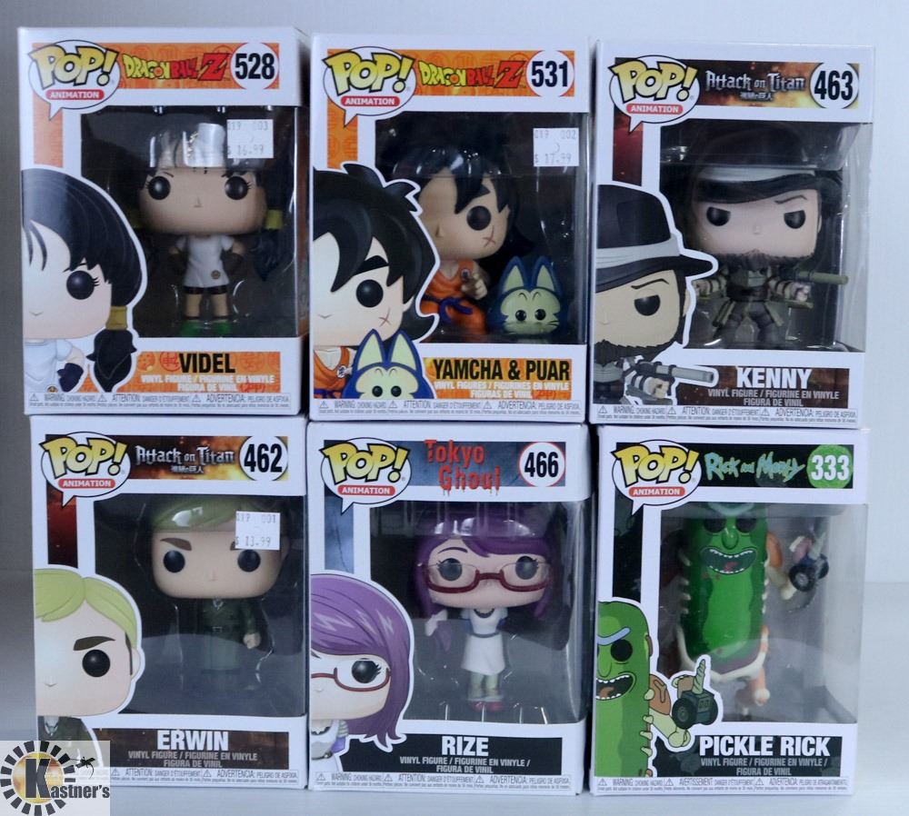 LOT OF SIX FUNKO POPS: ASSORTED ANIMATION PACK.