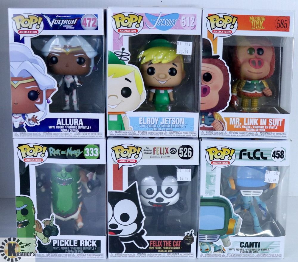 LOT OF SIX FUNKO POPS: ASSORTED ANIMATION PACK.