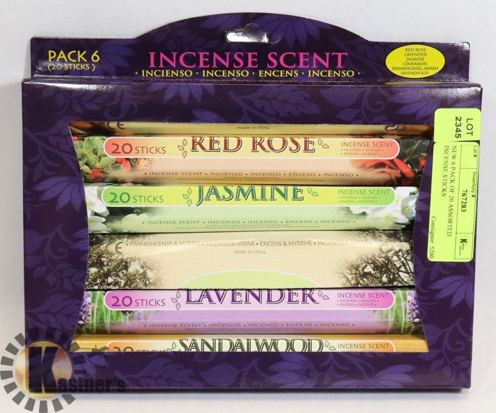 NEW 6 PACK OF 20 ASSORTED INCENSE STICKS