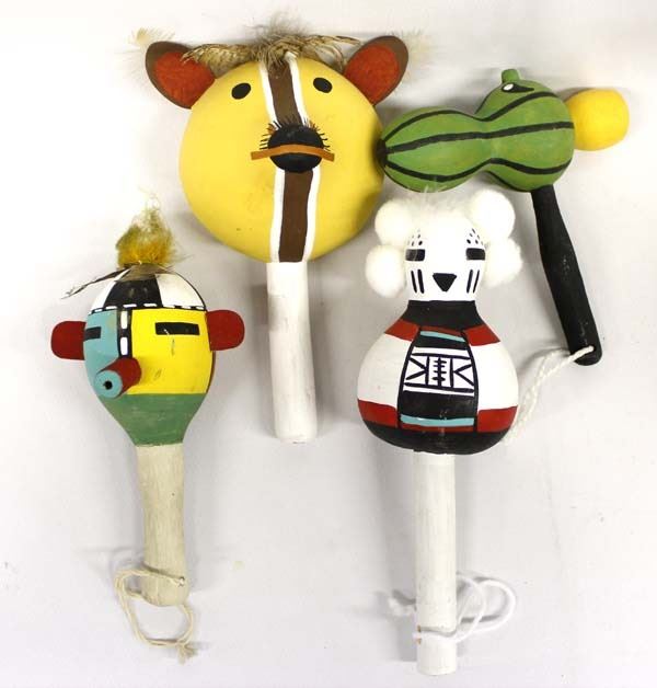 4 Hopi Ceremonial Gourd Dance Rattles