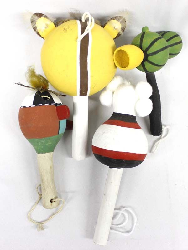 4 Hopi Ceremonial Gourd Dance Rattles