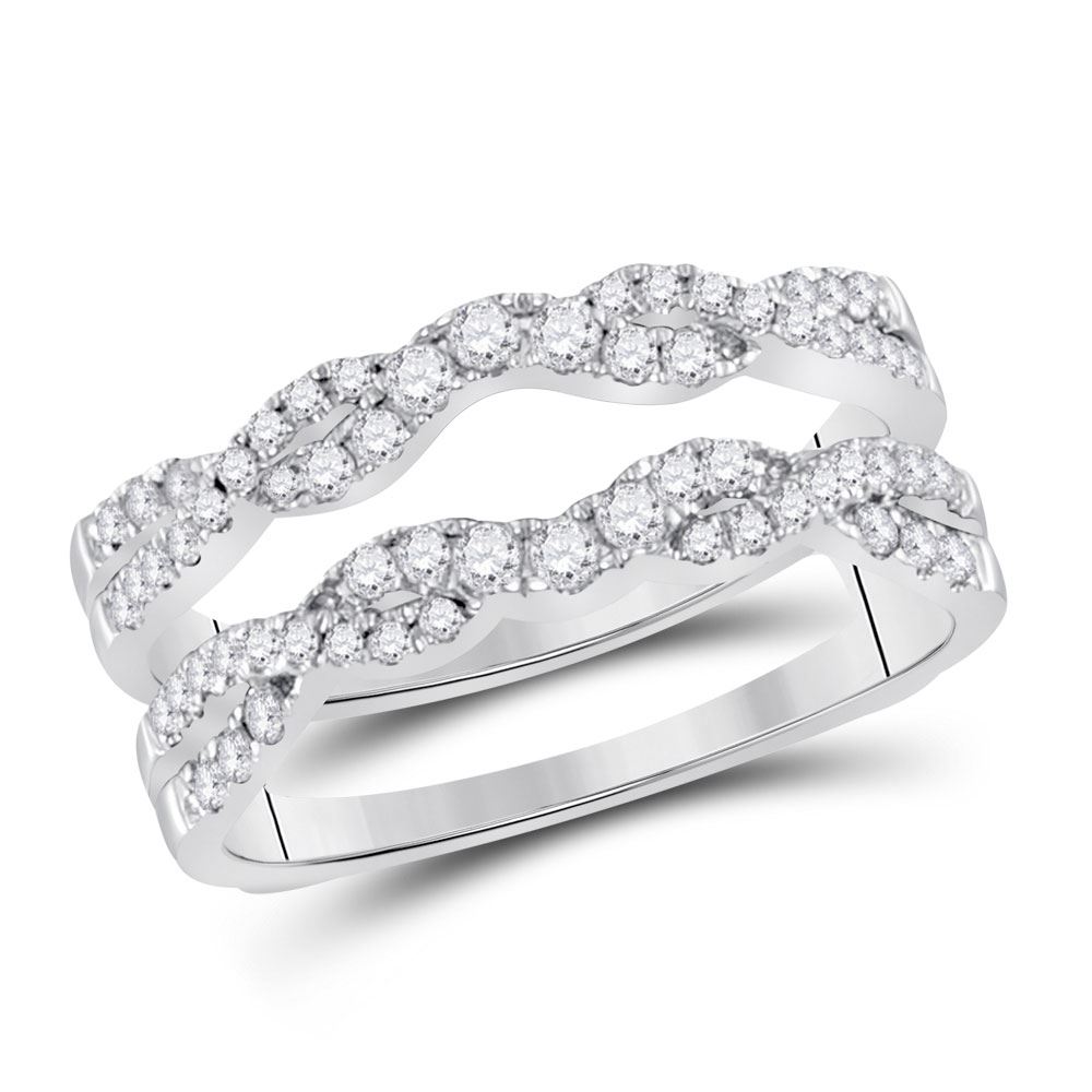 Diamond Wrap Ring Guard Enhancer 1/2 Cttw 14kt White Gold