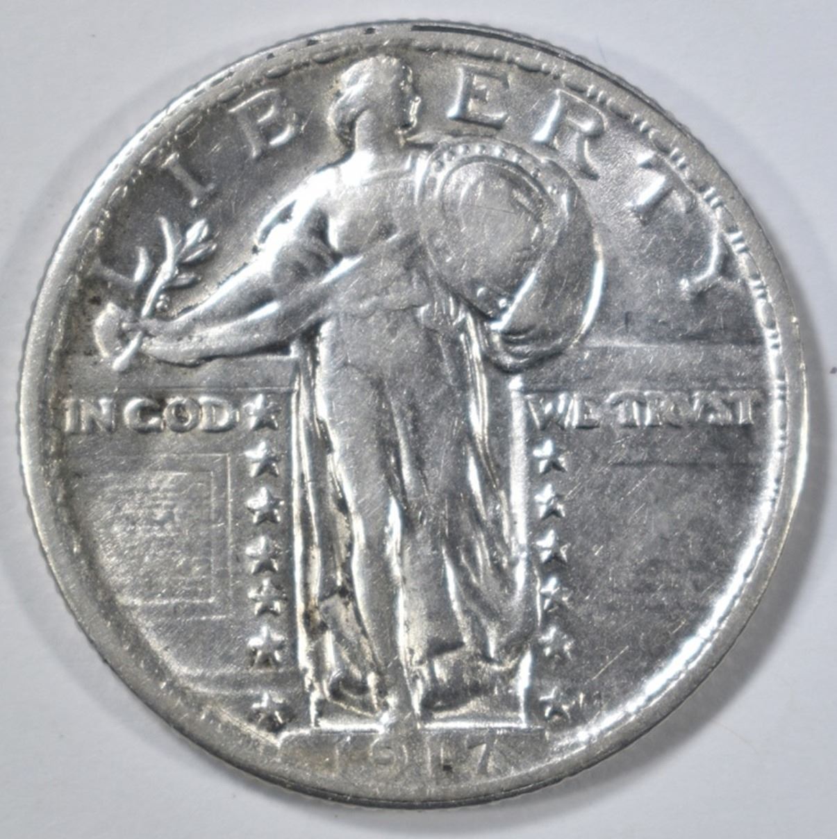 1917 TYPE 2 STANDING LIBERTY QUARTER VF