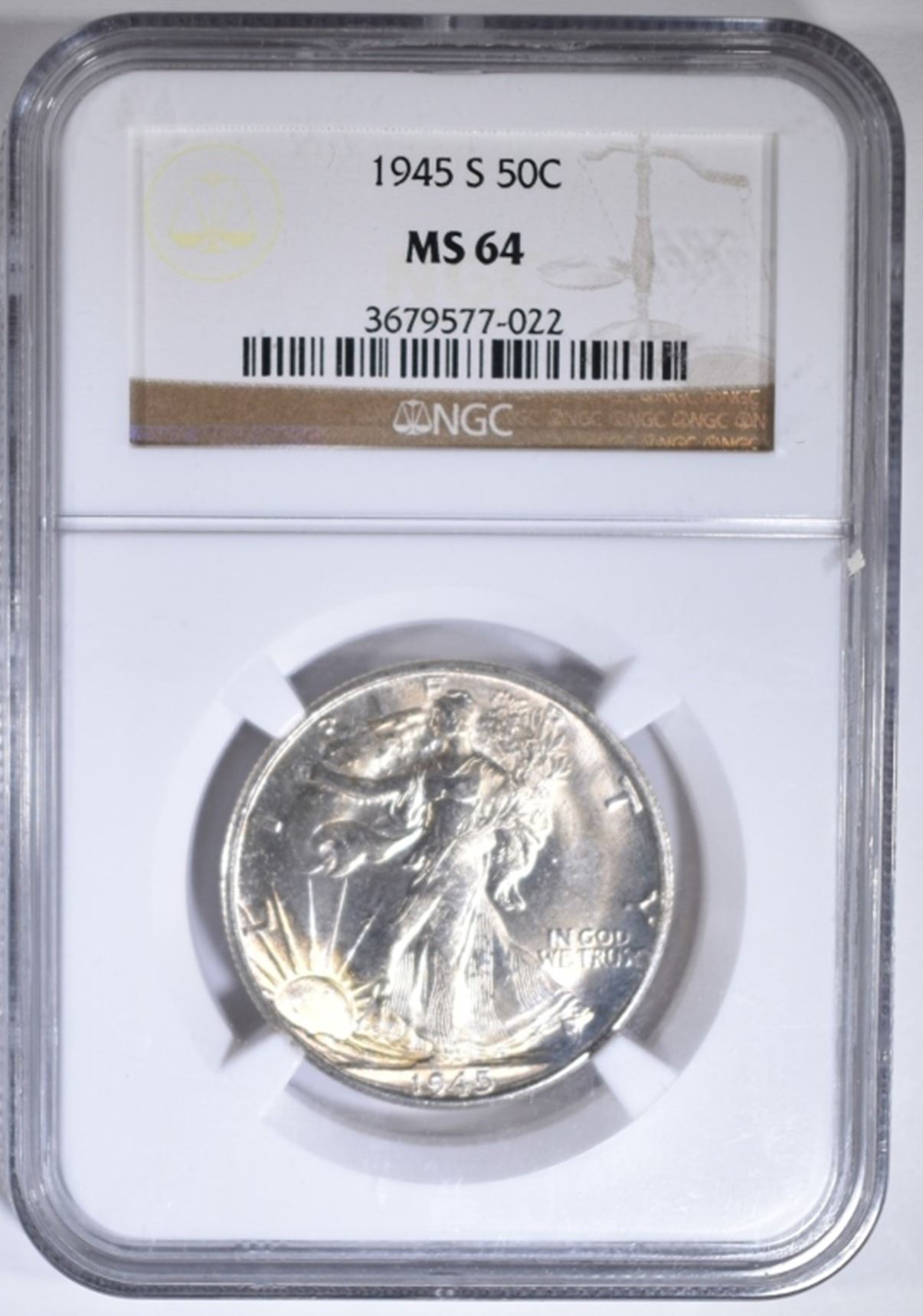 1945-S WALKING LIBERTY HALF DOLLAR NGC MS-64