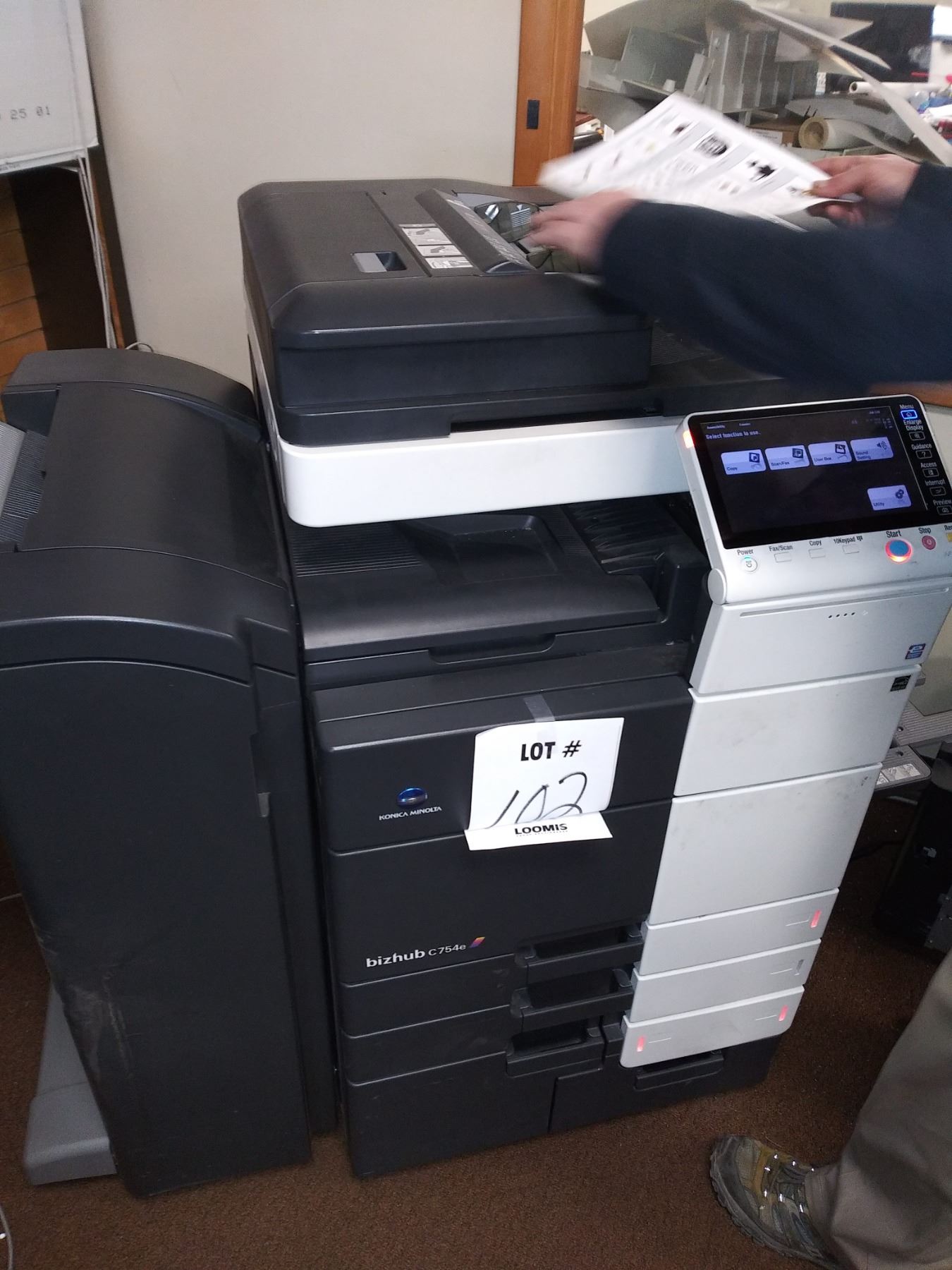 Konica Minolta Bizhub C754e, w/ Finisher Model FS-534, Runs/ Over ...