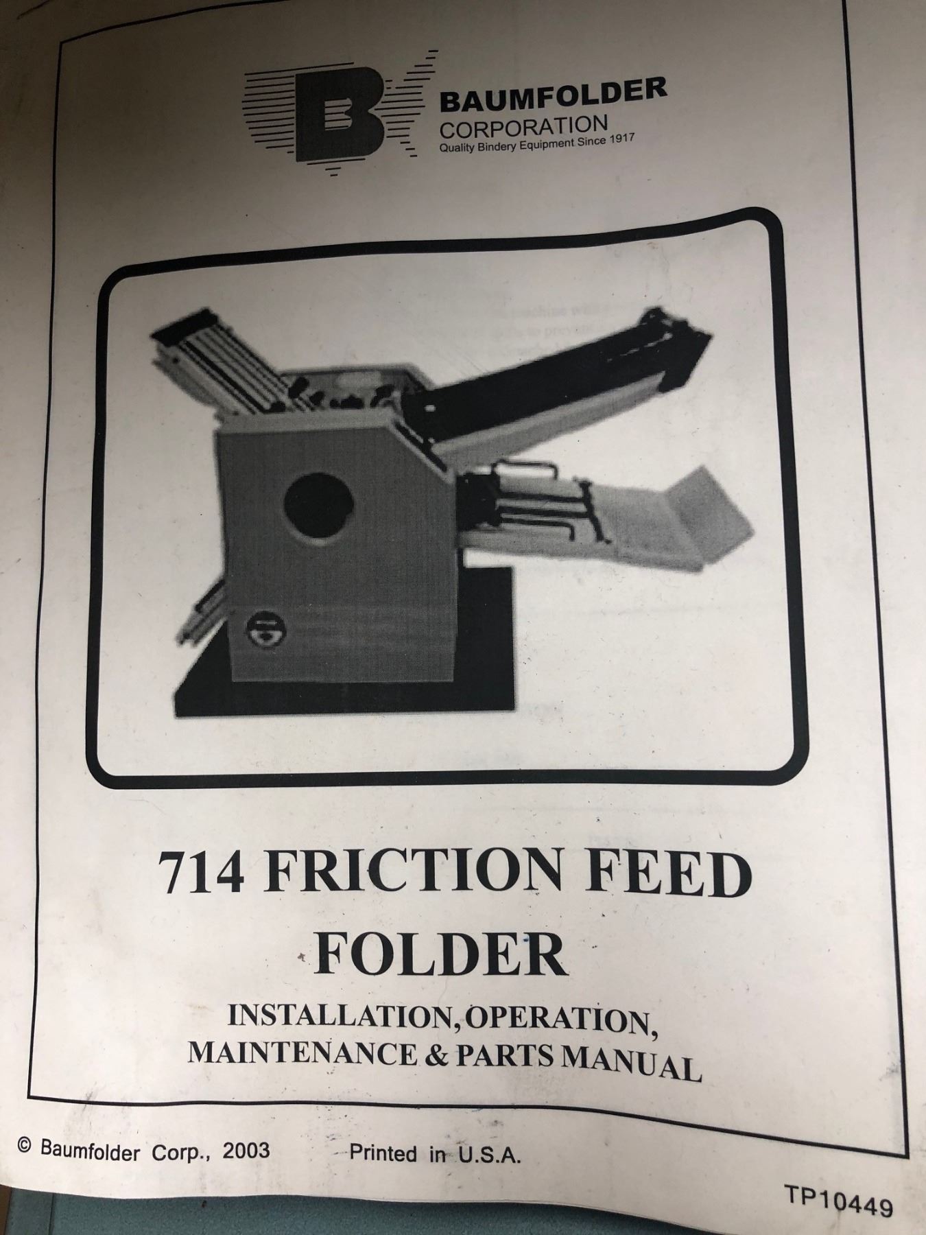 Baumfolder 714 Friction Feed Folder (Ultrafold)