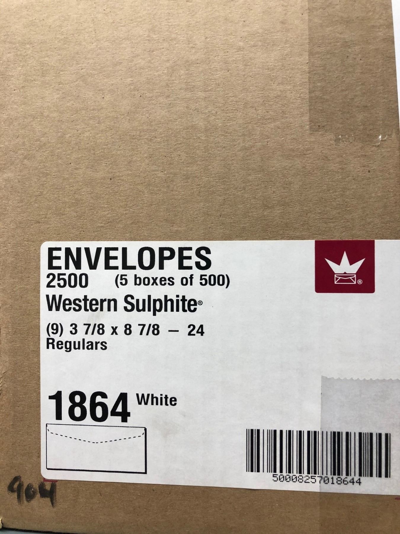 WESTERN SULPHITE 1864 (9) BUSINESS ENVELOPES 3 7/8" X 8 7/8"