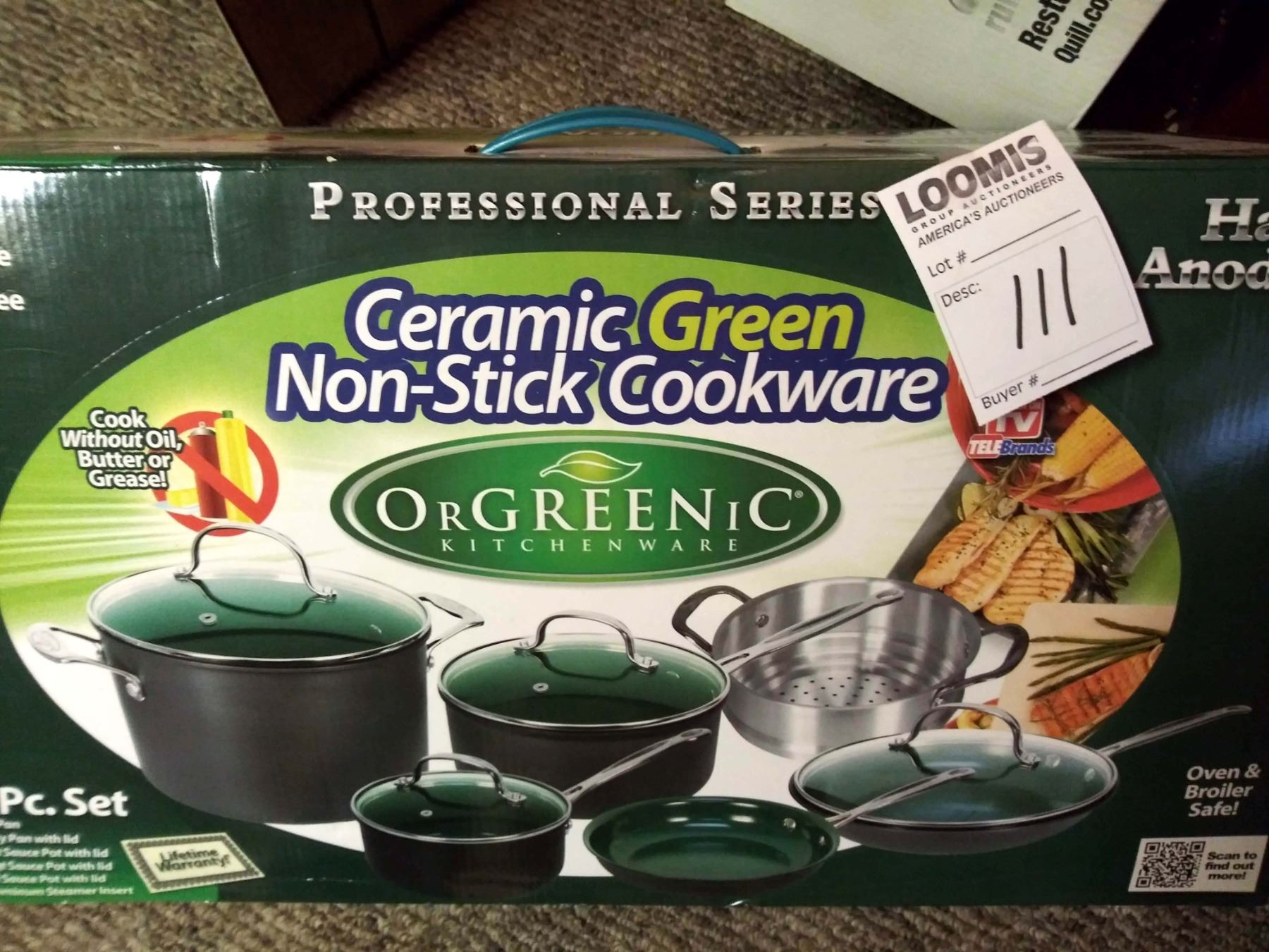 10 PC CERAMIC GREEN NON STICK COOKWARE