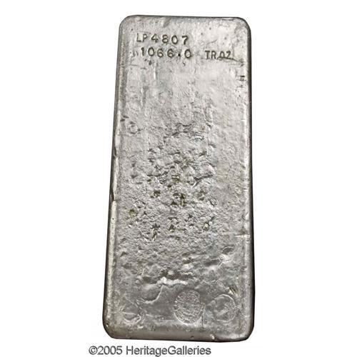 1954 New York Assay Office Silver Ingot. 1,066 ounces. 1954 New York ...