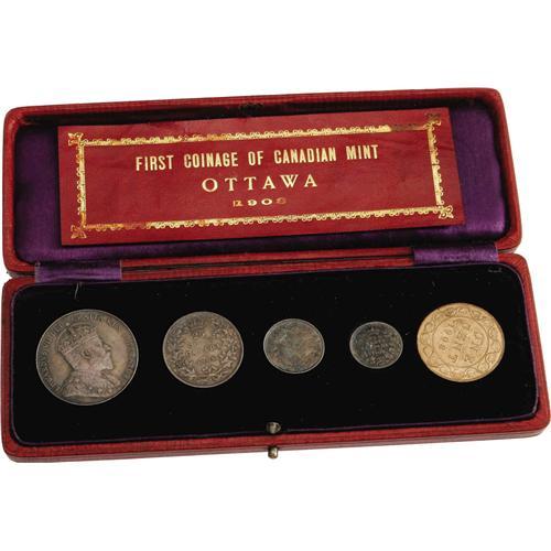 Canada. Edward VII 1908 Specimen Set, KM-SS15, the five coin se Edward ...