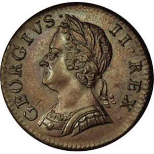 Great Britain. George II farthing 1754. Old Bust. S-3722. Last year of ...