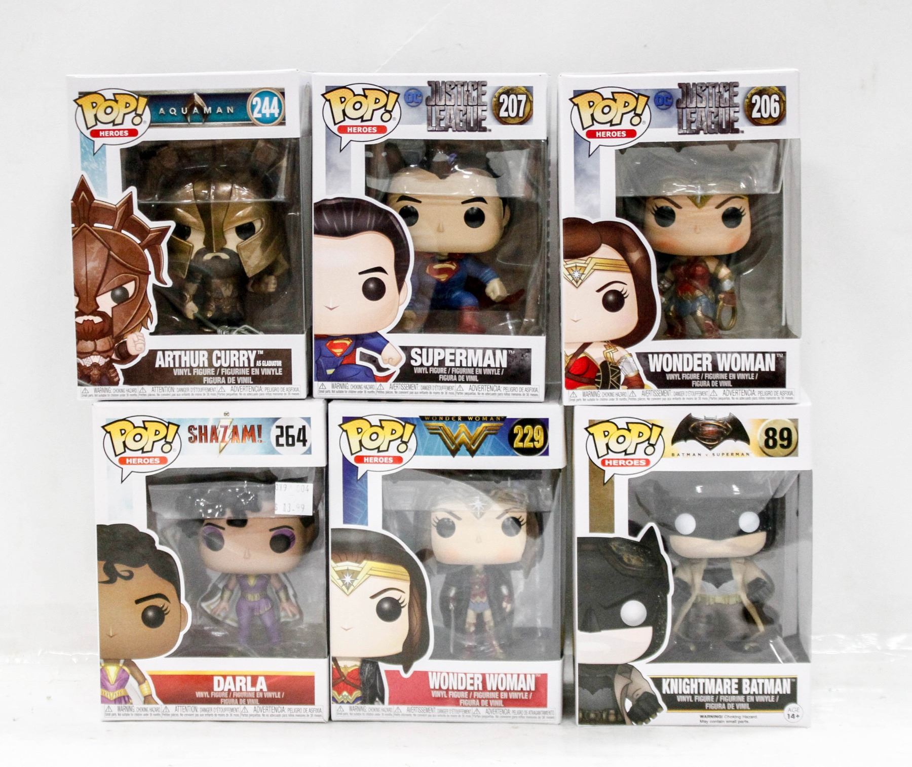 LOT OF 6 ASSORTED FUNKO POP VINYL FIGURES.