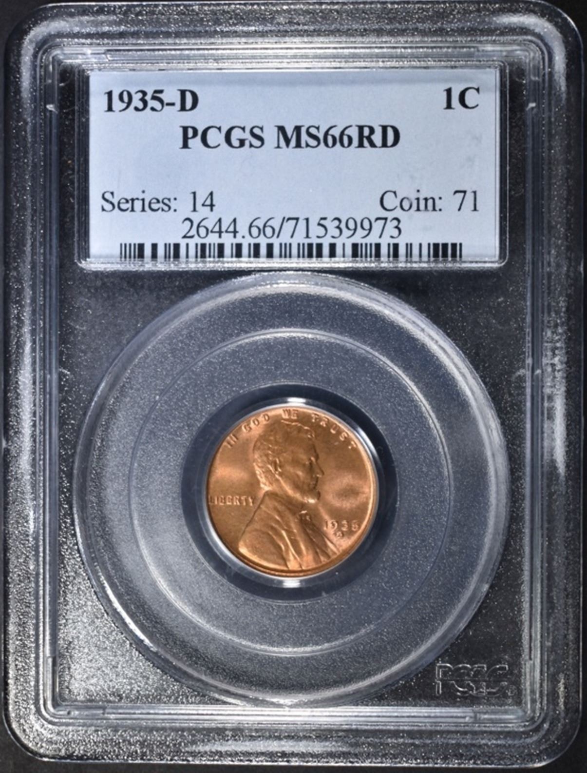 1935-D LINCOLN CENT PCGS MS-66 RD