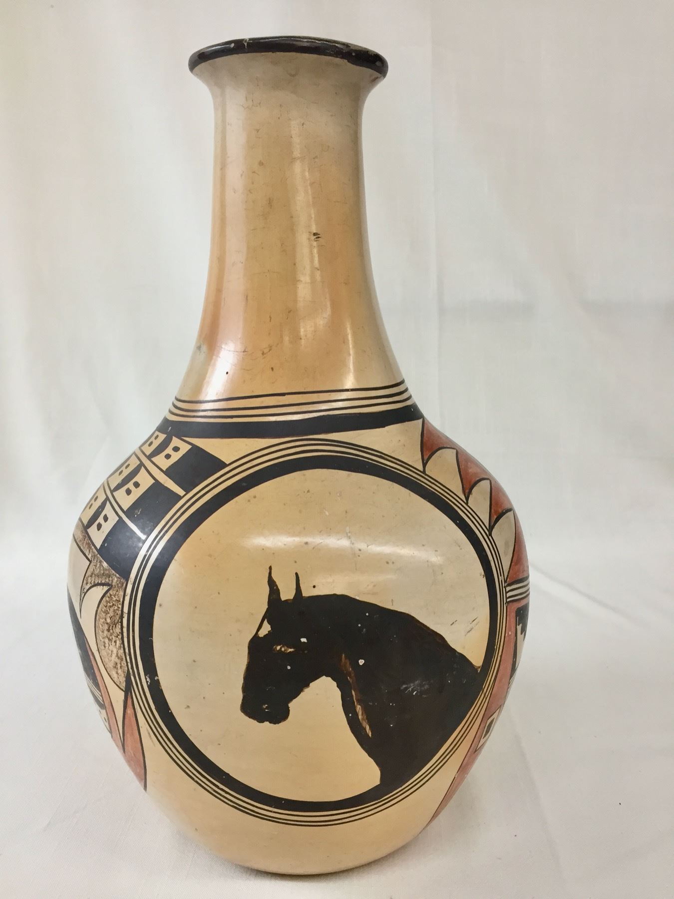 Tall Hopi Vase with Horse Design by Frogwoman