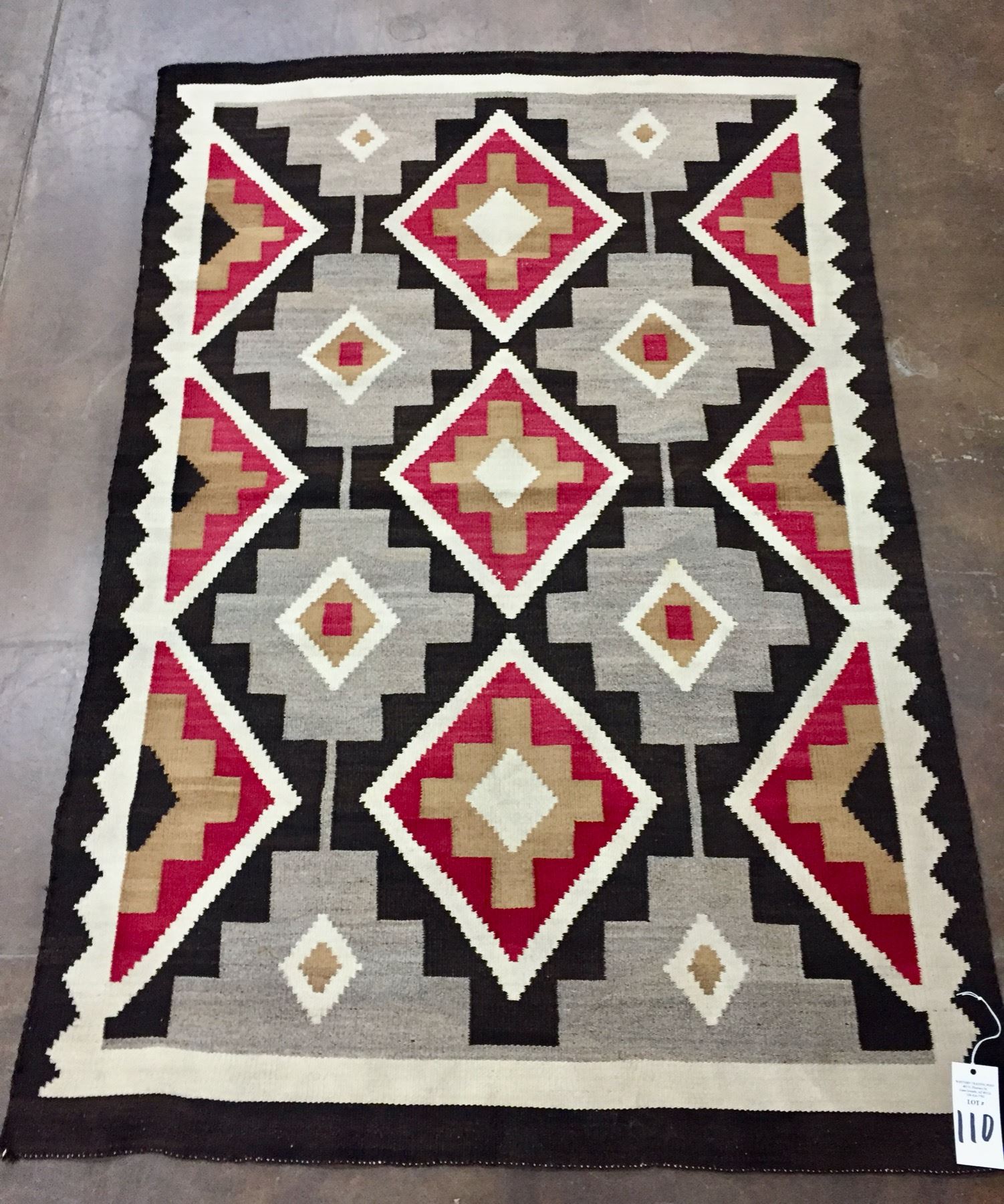 Early 1900s Geometric Pattern Navajo Rug