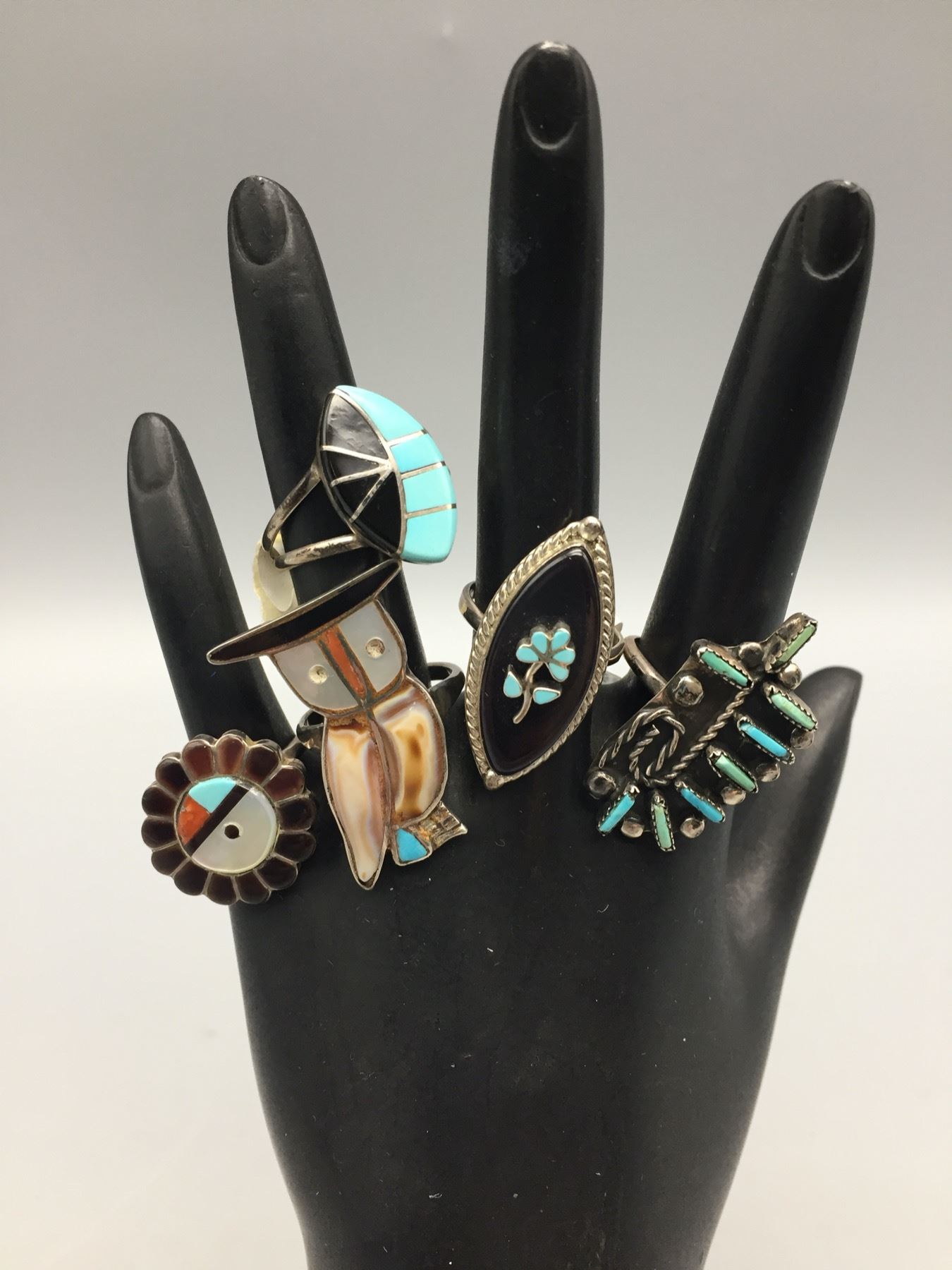 Five Vintage Zuni Rings