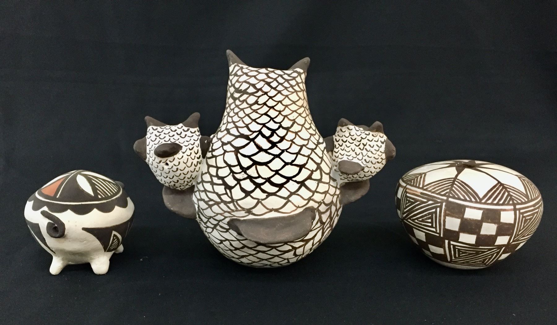 Three Acoma Pots by Juana Leno