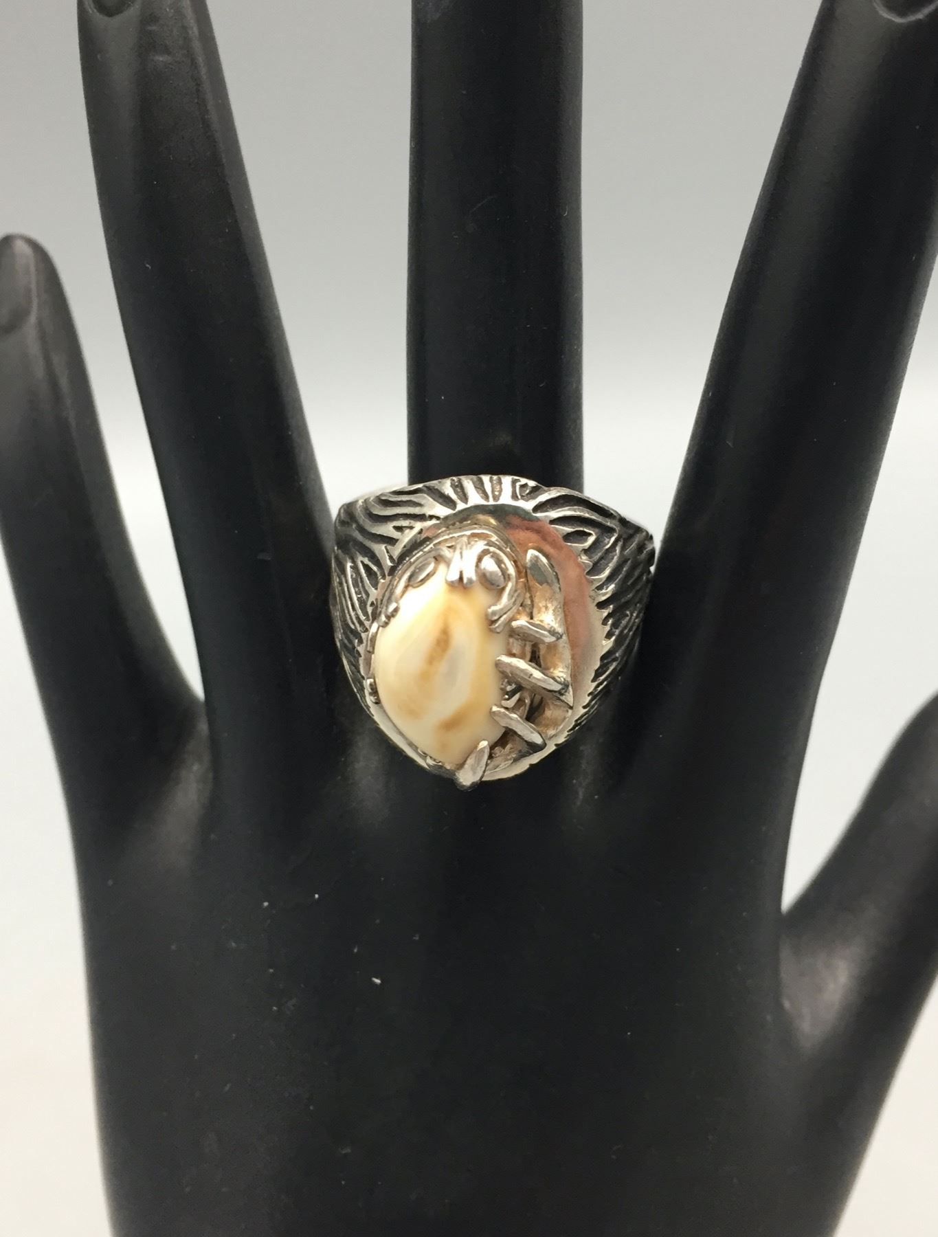 Elk Ivory and Sterling Silver Ring