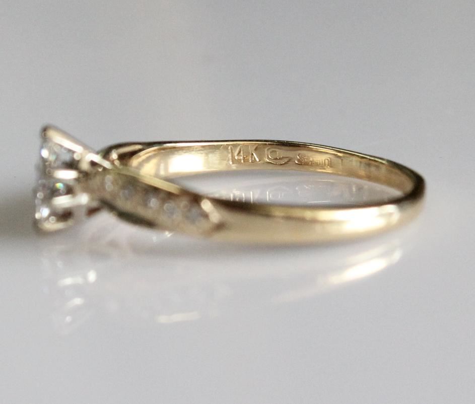 14K Yellow Gold Marquis Diamond Ring