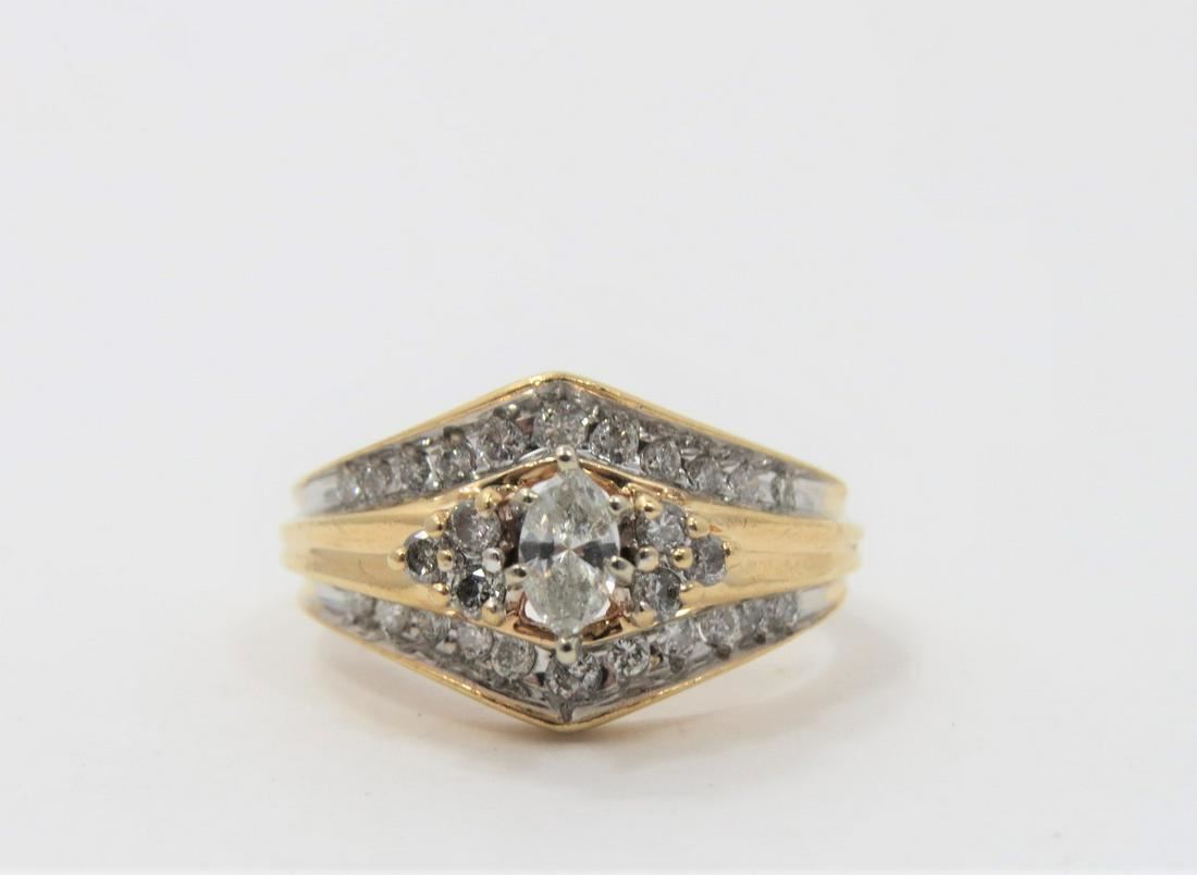 14K Yellow Gold Marquis Diamond Ring