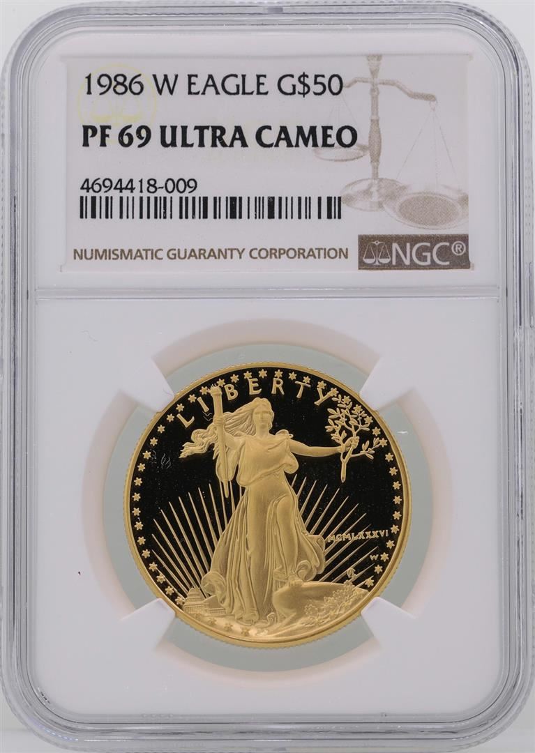 1986-W $50 American Gold Eagle Coin NGC PF69 Ultra Cameo
