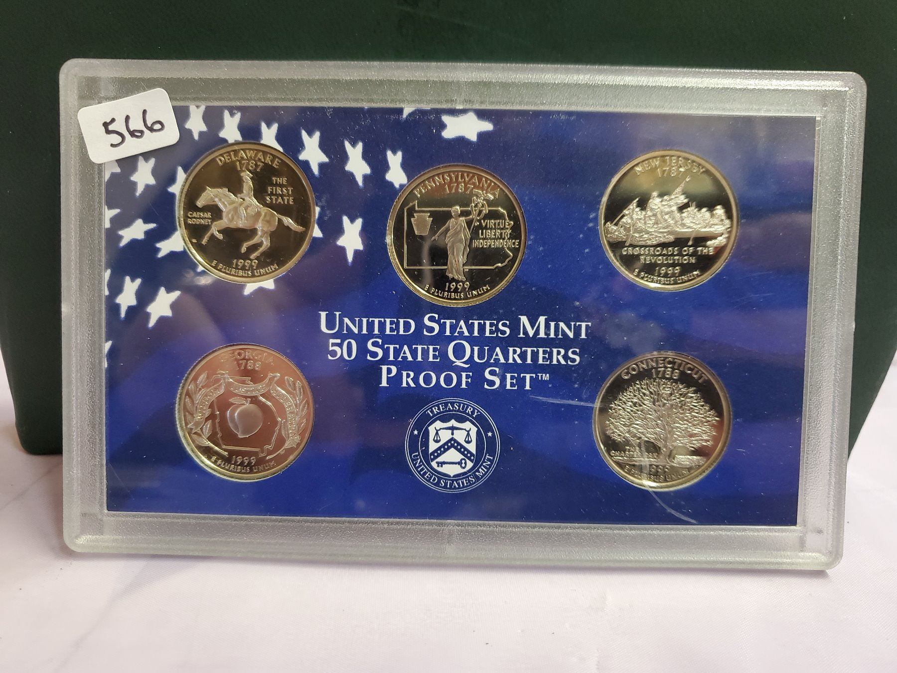 U.S. 1999S State Quarters Proof Set. Delaware, Pennsylvania, New Jersey ...