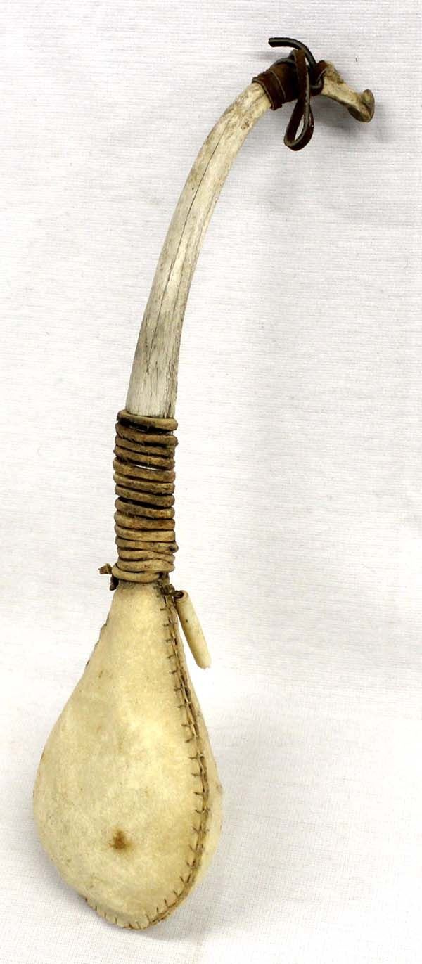 Vintage Native American Hide and Bone Rattle