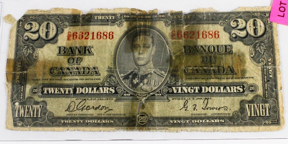 1937 CANADIAN 20 BILL Kastner Auctions 1937-canadian-20-bill-kastner-auctions