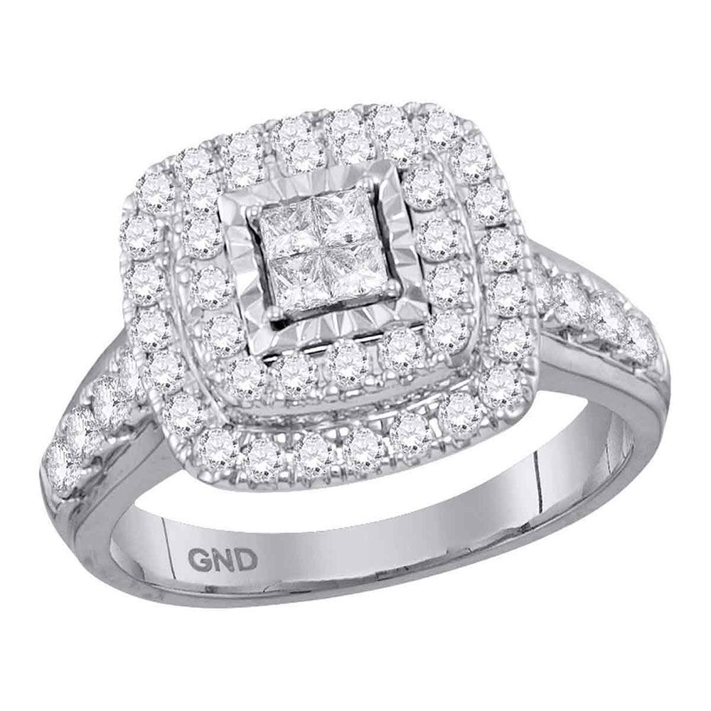 Diamond Square Cluster Bridal Wedding Engagement Ring 1.00 Cttw 14kt ...