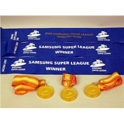 THREE SAMSUNG SUPER LEAGUE MEDALS WITH RIBBONS
