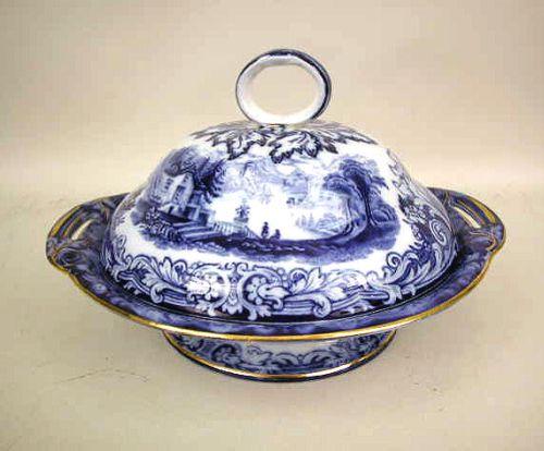 A SET OF ROYAL DOULTON FLOW BLUE "GENEVA" PATTERN DISHES