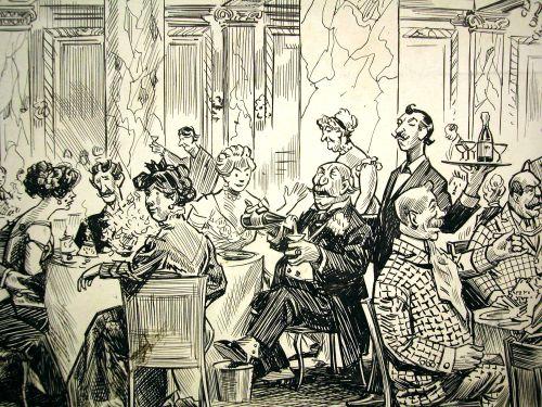 A PEN & INK DRAWING FOR PUCK MAGAZINE BY ALBERT LEVERING (1869-1927)