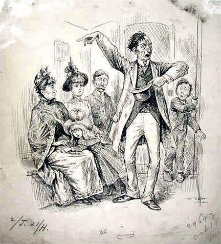 FOUR PEN & INK DRAWING FOR PUCK MAGAZINES SIGNED F. OPPER (FREDERICK ...